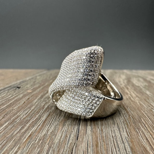 Dazzling pavé 3D fold ring - sterling silver, gold vermeil – Renee ...